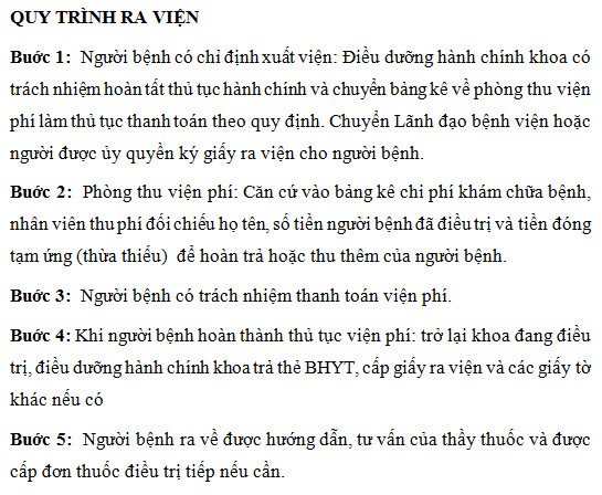 Quy trình ra viện